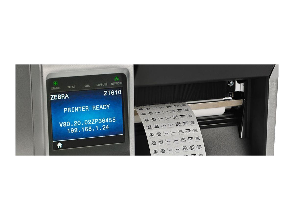 Zebra ZT610 Etikettendrucker, 600dpi, Peeler, Rewind, Farbdisplay, USB ...